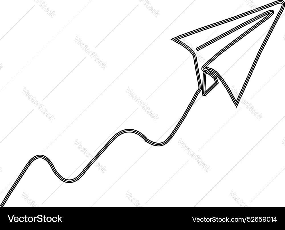 Single line drawing of paper plane Royalty Free Vector Image