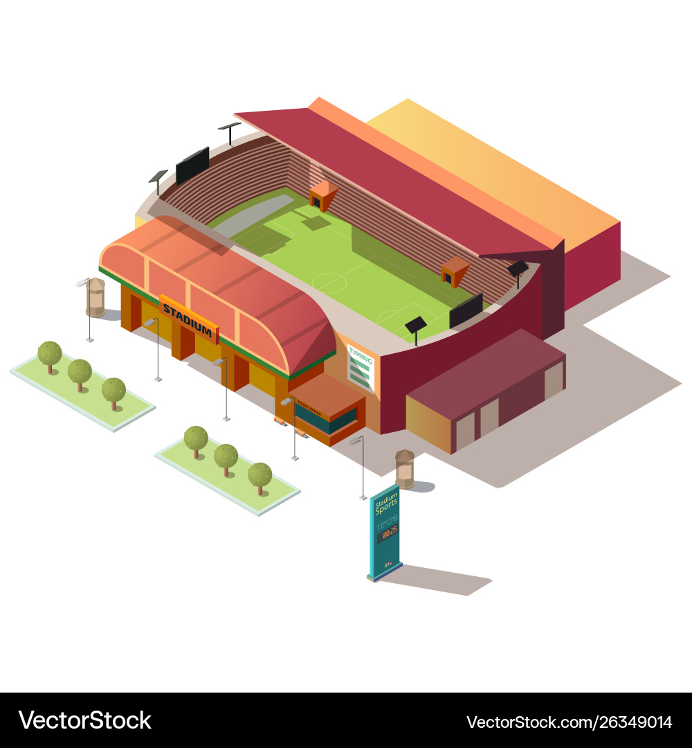 Soccer stadium building with ticket office Vector Image
