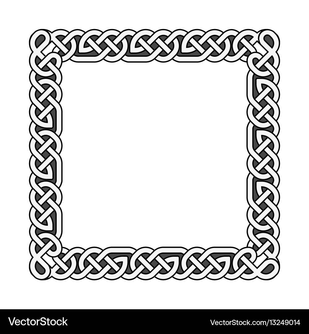 Square celtic knots medieval frame in black Vector Image