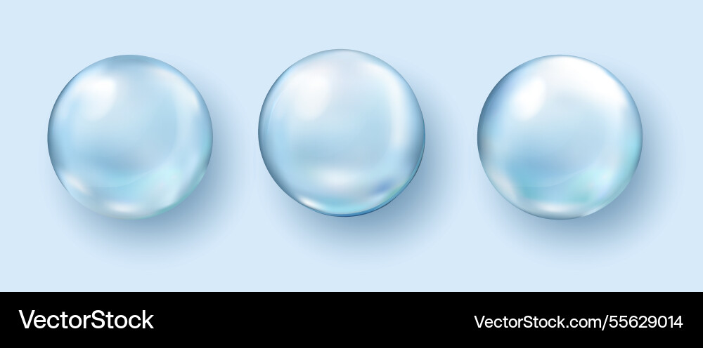 Water bubble set realistic collagen Royalty Free Vector