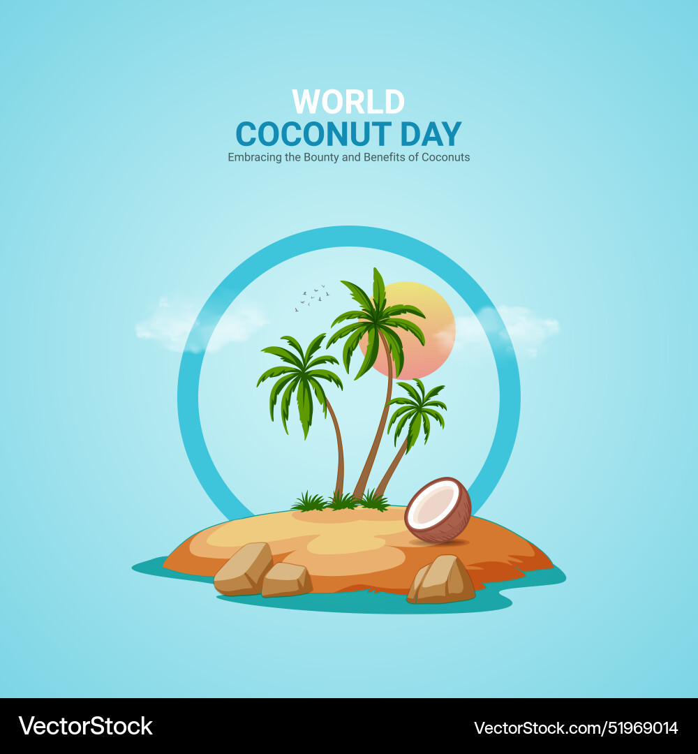 World coconut day creative ads design Royalty Free Vector
