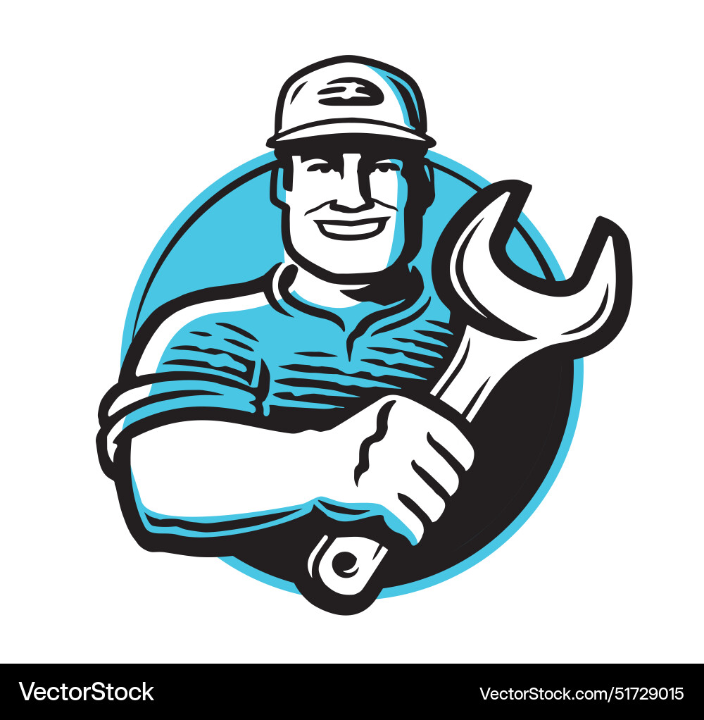 Construction work repair service logo or emblem Vector Image