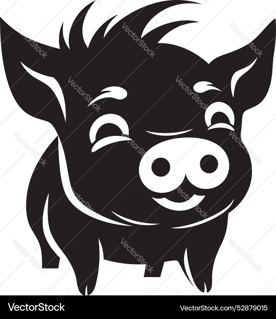 Geometric black hog mysterious pig face design Vector Image