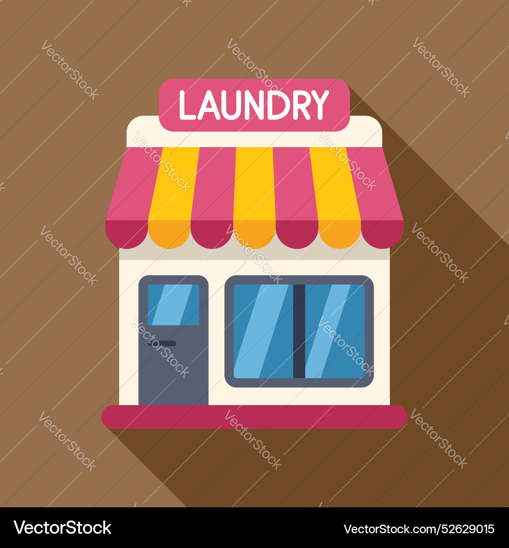 Laundry shop building storefront facade icon Vector Image