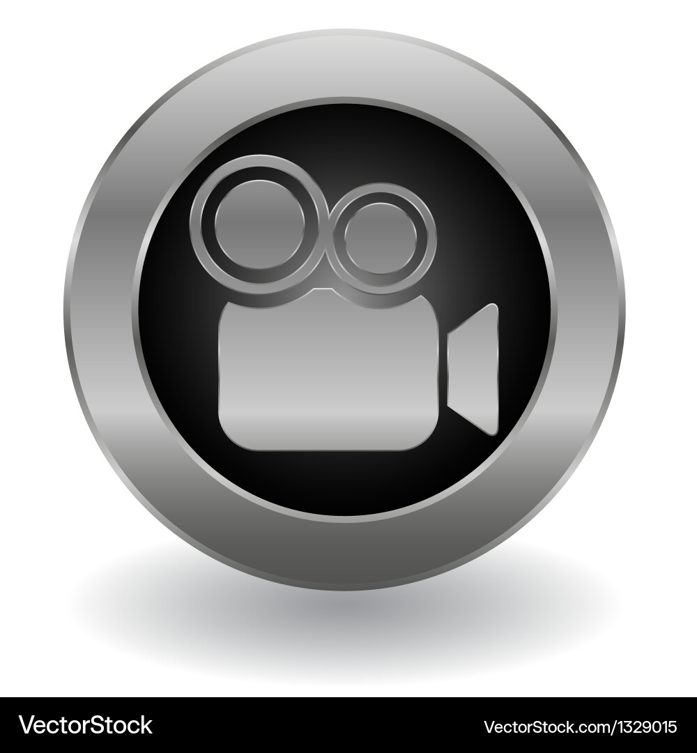 Metallic video camera button Royalty Free Vector Image