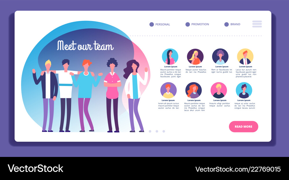 Our team page staff organization structure about Vector Image