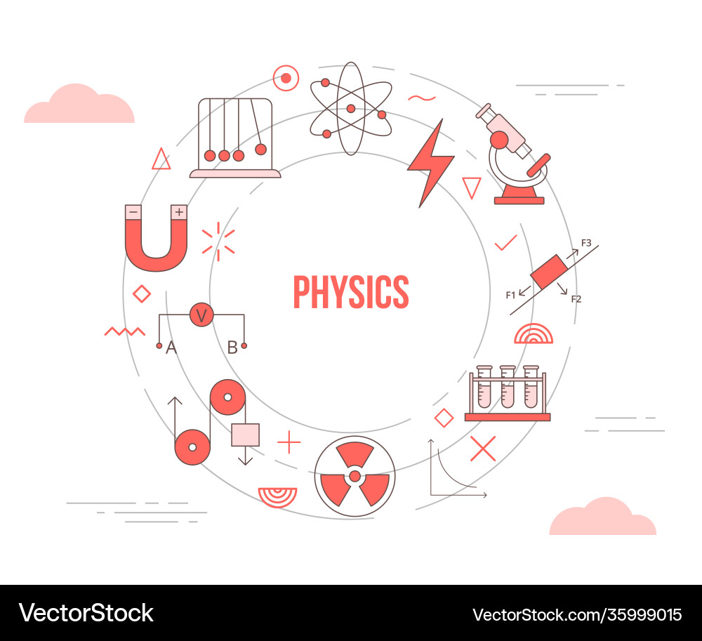 Physics concept with icon set template banner Vector Image
