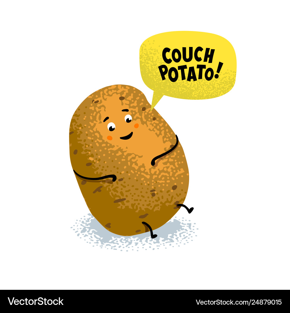 Potato character funny with couch Royalty Free Vector Image