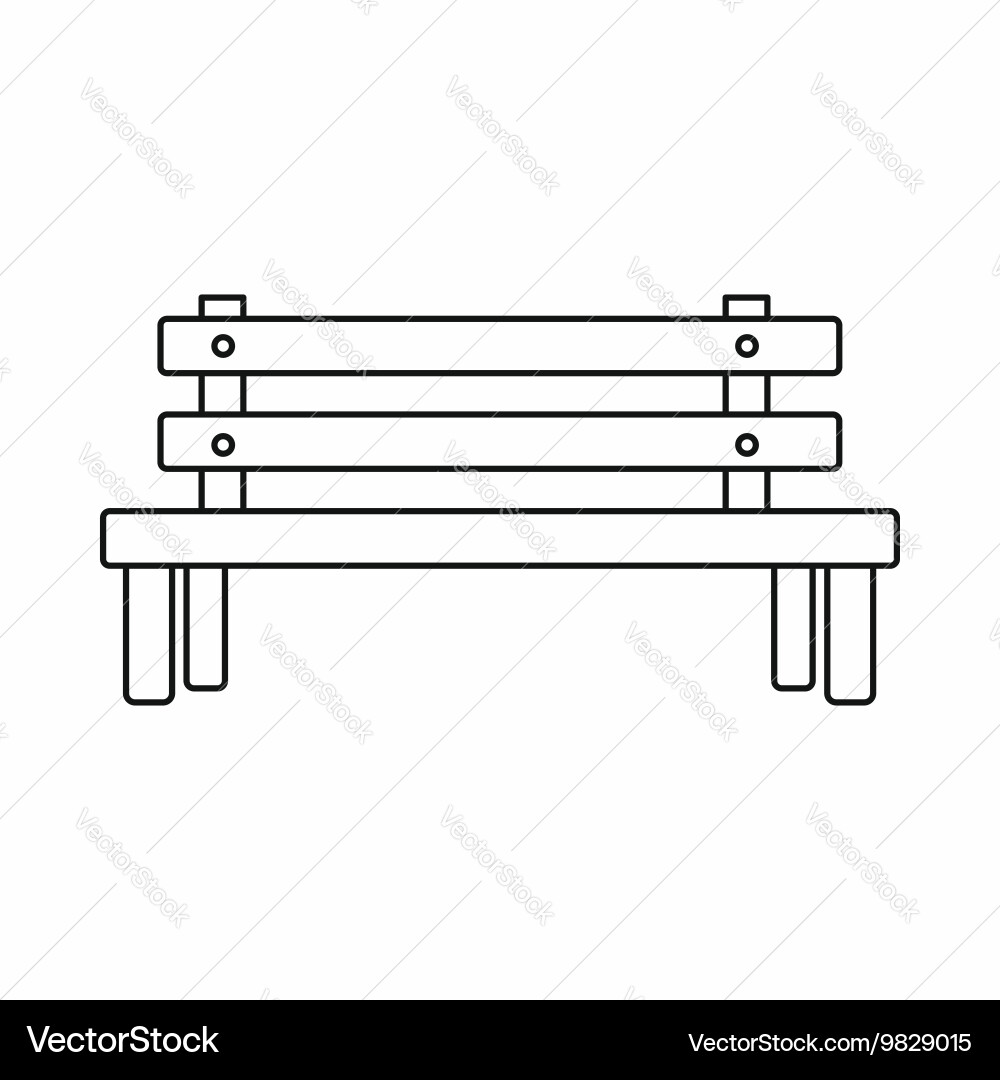 Wooden bench icon outline style Royalty Free Vector Image