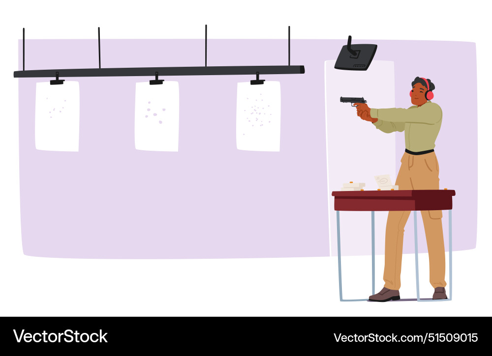 Young adult male character practicing shooting Vector Image