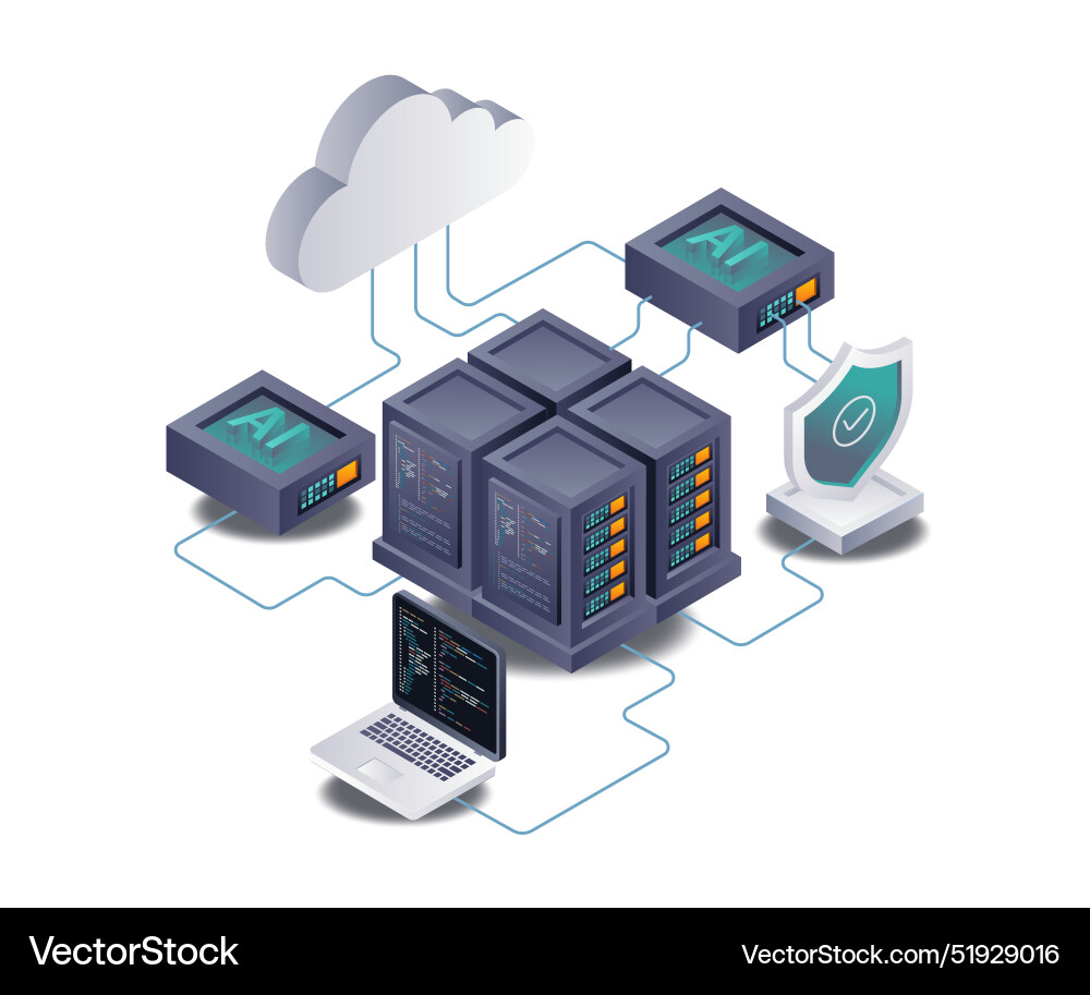 Ai powered strategies for securing cloud servers Vector Image