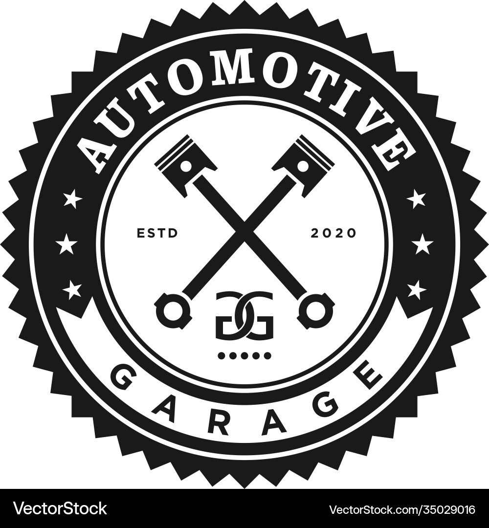 Automotive logo design style for garage Royalty Free Vector