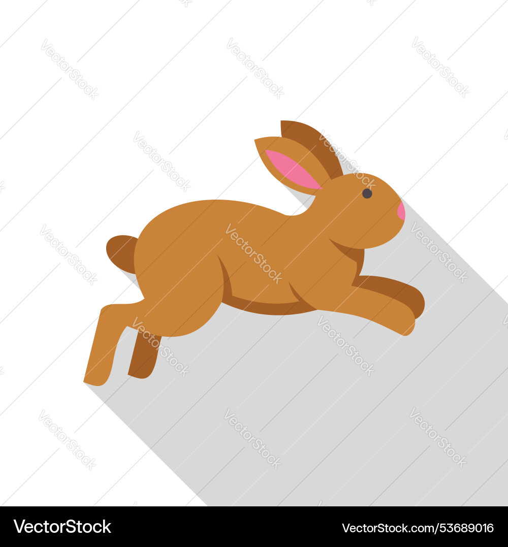 Brown rabbit jumping long shadow icon Royalty Free Vector