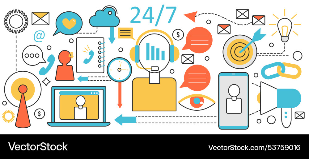 Contact us concept message online support Vector Image