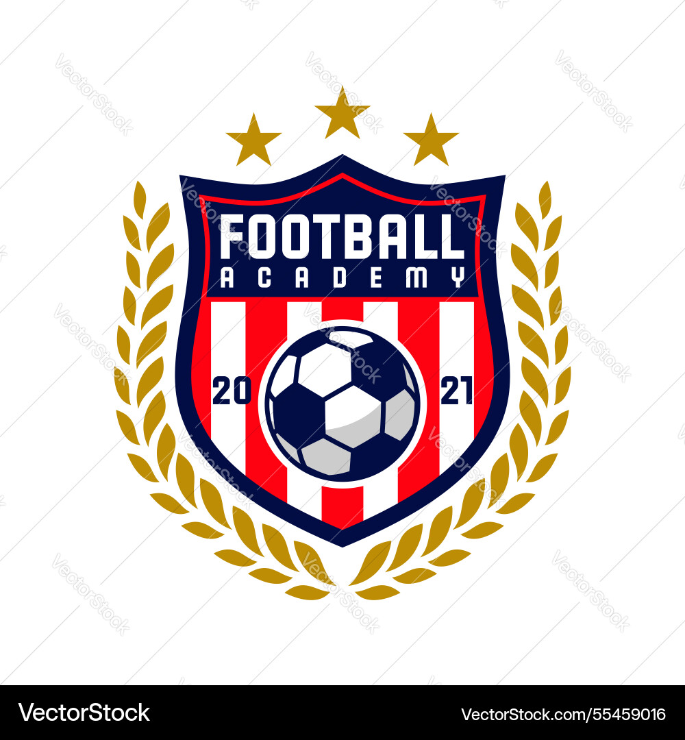 Football academy logo design template Royalty Free Vector
