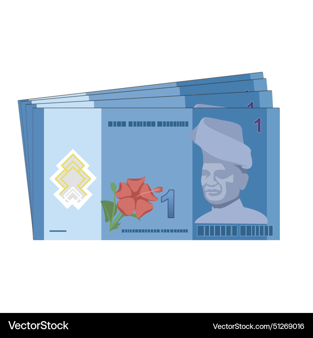 Malaysia banknote one ringgit Royalty Free Vector Image