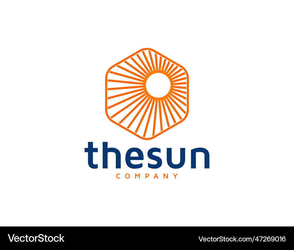 Monoline abstract sun logo design Royalty Free Vector Image