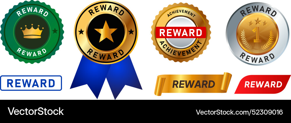 Reward achievement winner stamp collection Vector Image