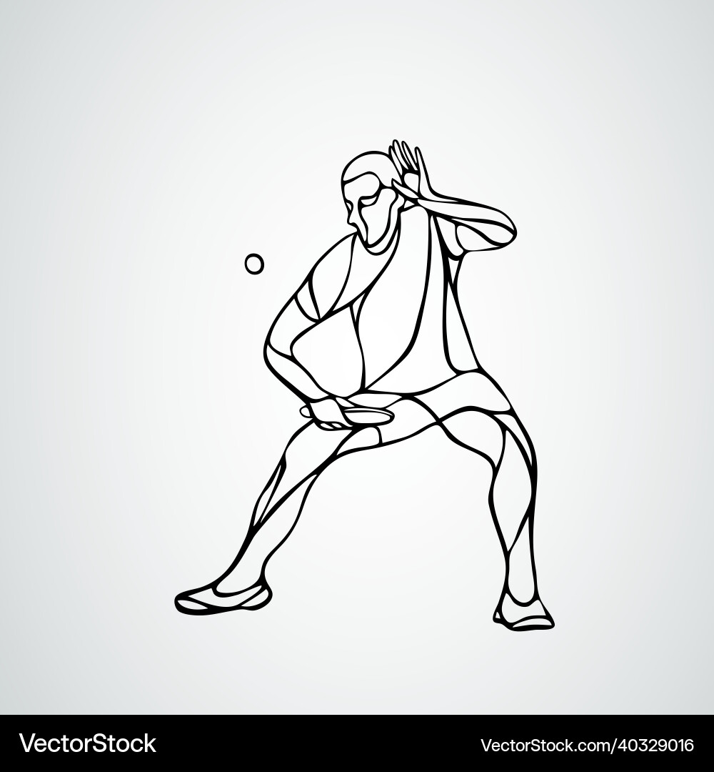 Table tennis male player with racket forehand Vector Image