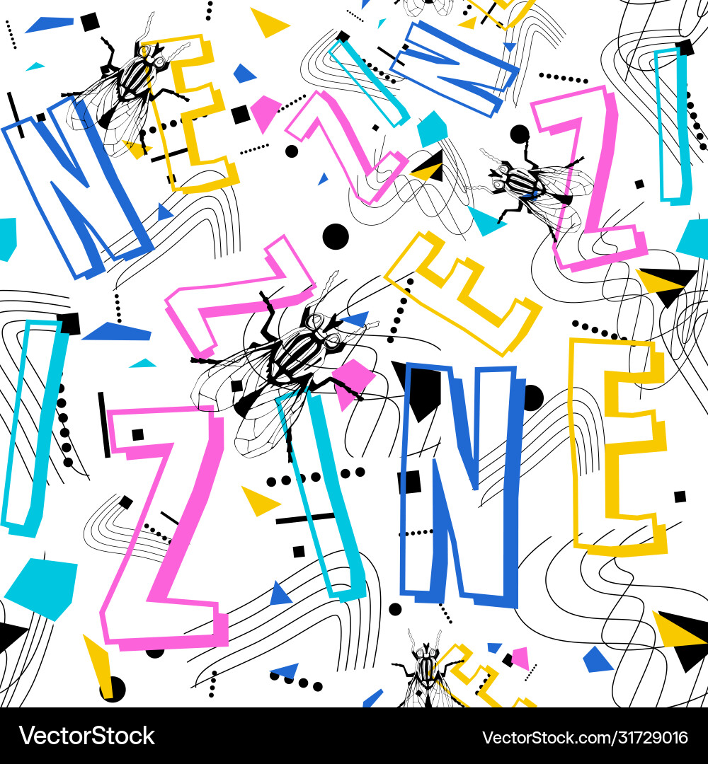 Zine culture seamless pattern Royalty Free Vector Image