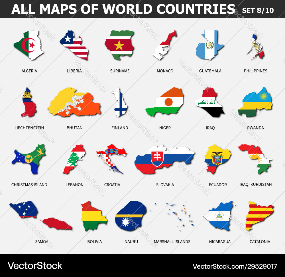 All maps world countries and flags set 8 Vector Image All maps world countries and flags set 8 Vector Image