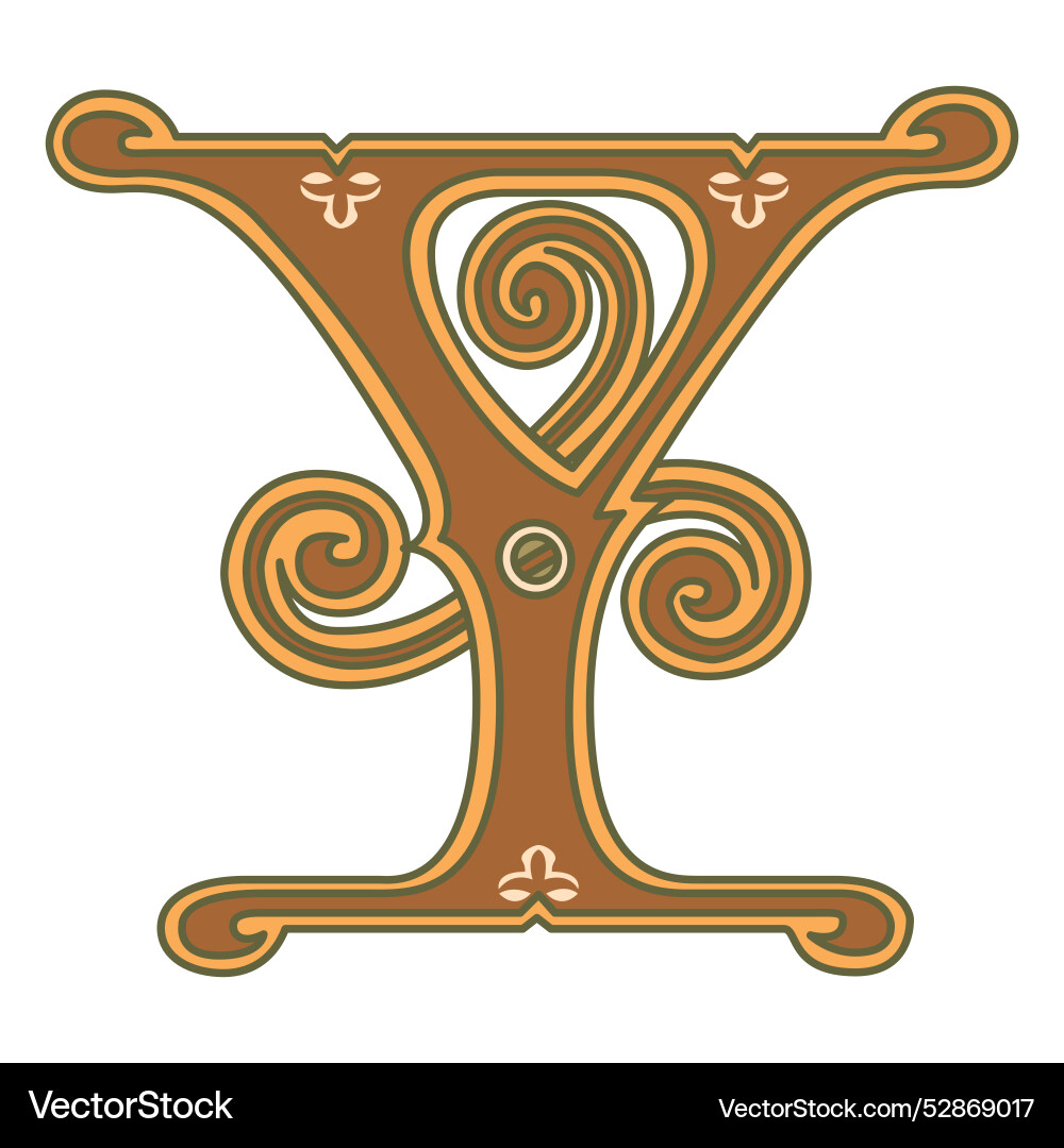 Art ginger initial caps font capital letter y Vector Image