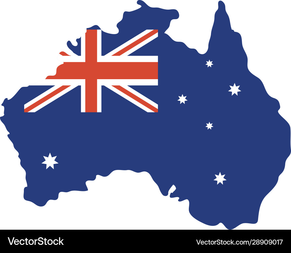 Australian country flag in map Royalty Free Vector Image