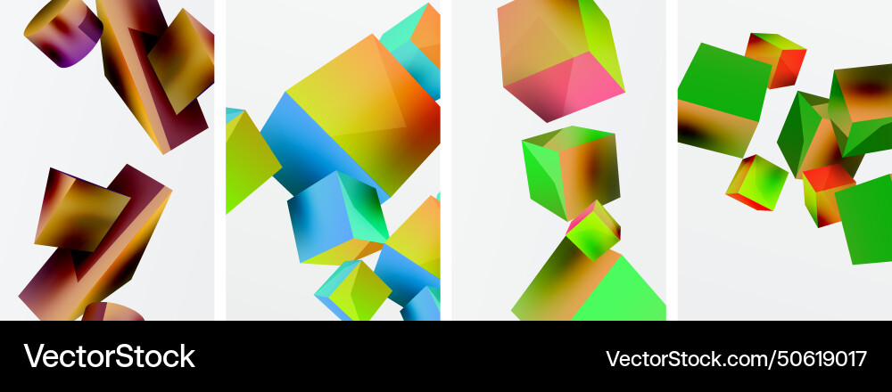 Composition of 3d cubes and other geometric Vector Image