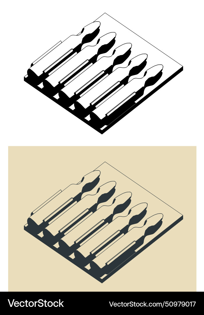 Glass ampoules with medicament for injection Vector Image