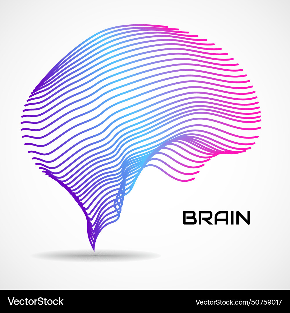 Human brain logo with lines on white background Vector Image