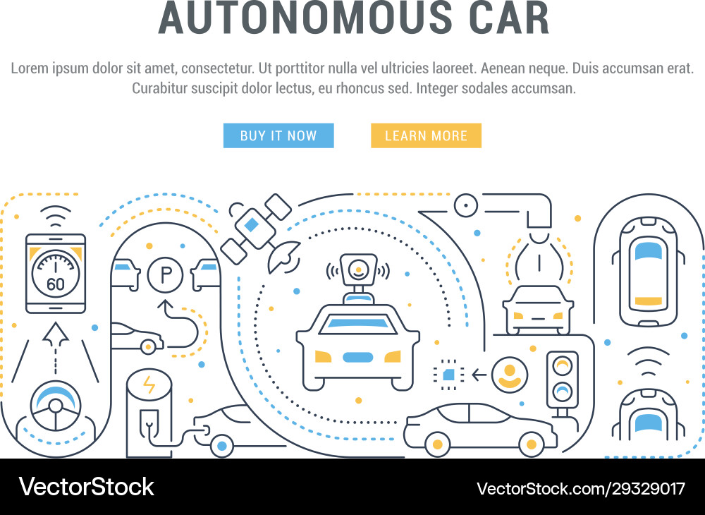 Linear banner autonomous car Royalty Free Vector Image