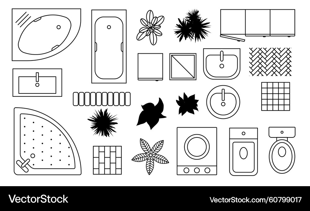 Modern Bathroom Elements Set – Royalty-Free Vector | VectorStock