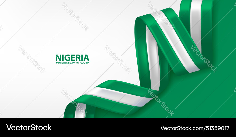 Nigeria 3d ribbon flag Royalty Free Vector Image