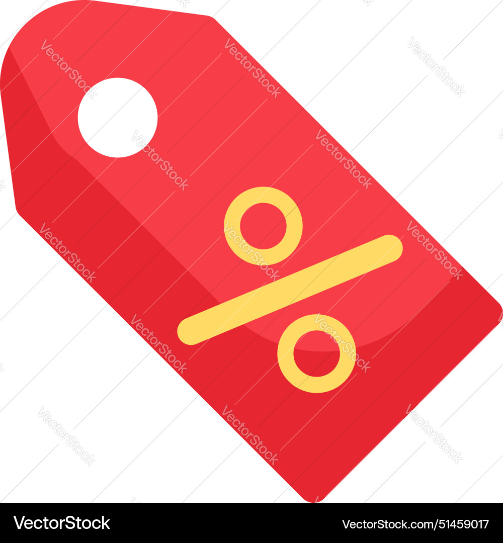 Rectangular badge with percent sign red discount Vector Image