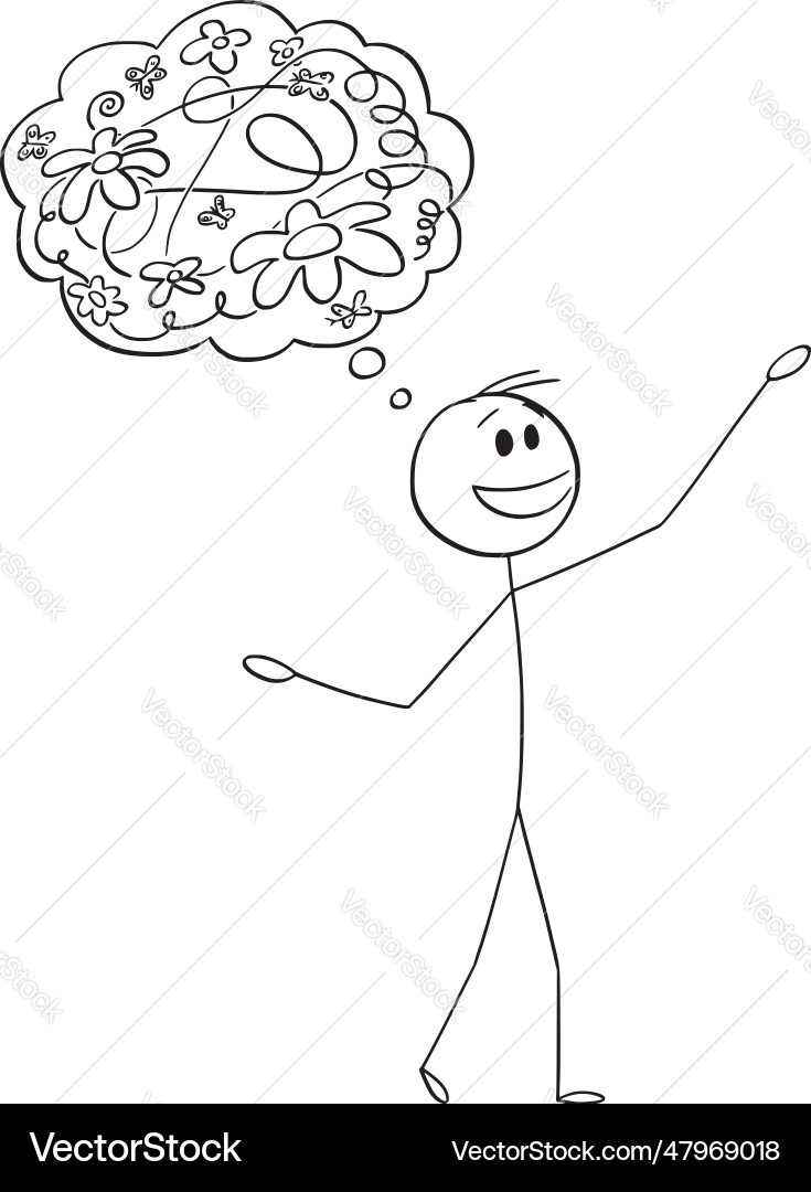 Creative artistic thinking cartoon stick figure Vector Image