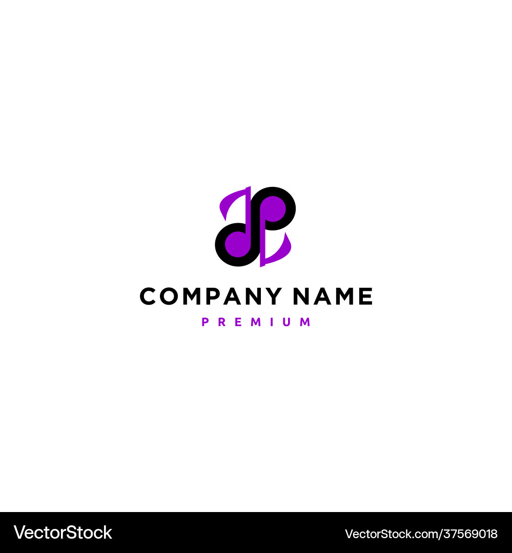 DP Monogram Letter with Music Note Royalty Free Vector Image