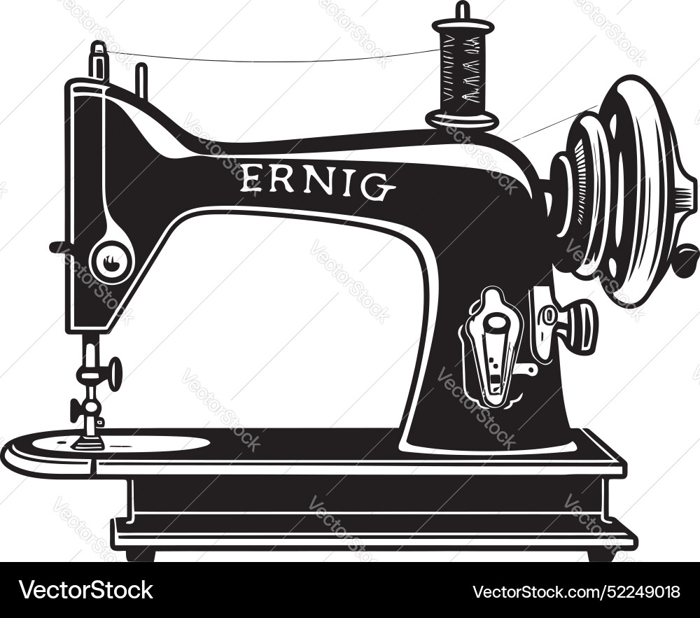 Elegance in thread black sewing machine logo Vector Image