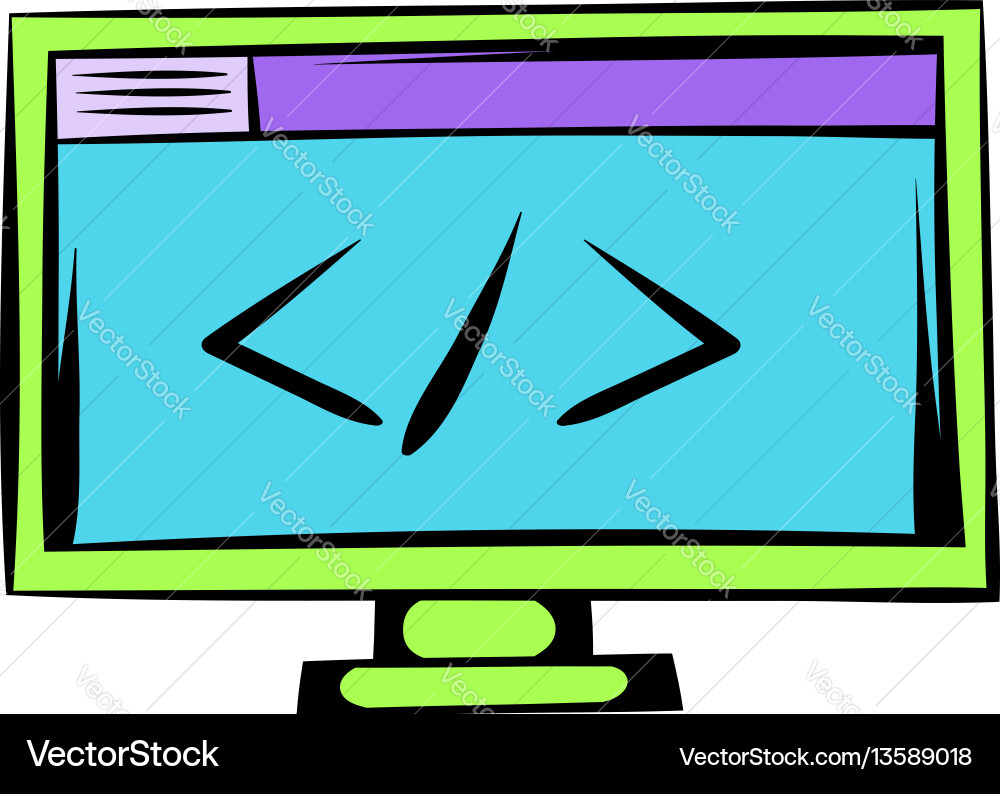 Greater than or less on the computer monitor Vector Image