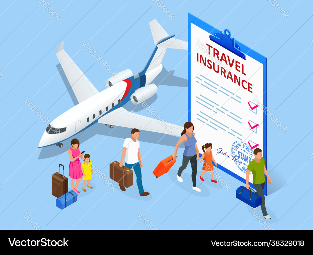 Insurance policy booking travel Royalty Free Vector Image