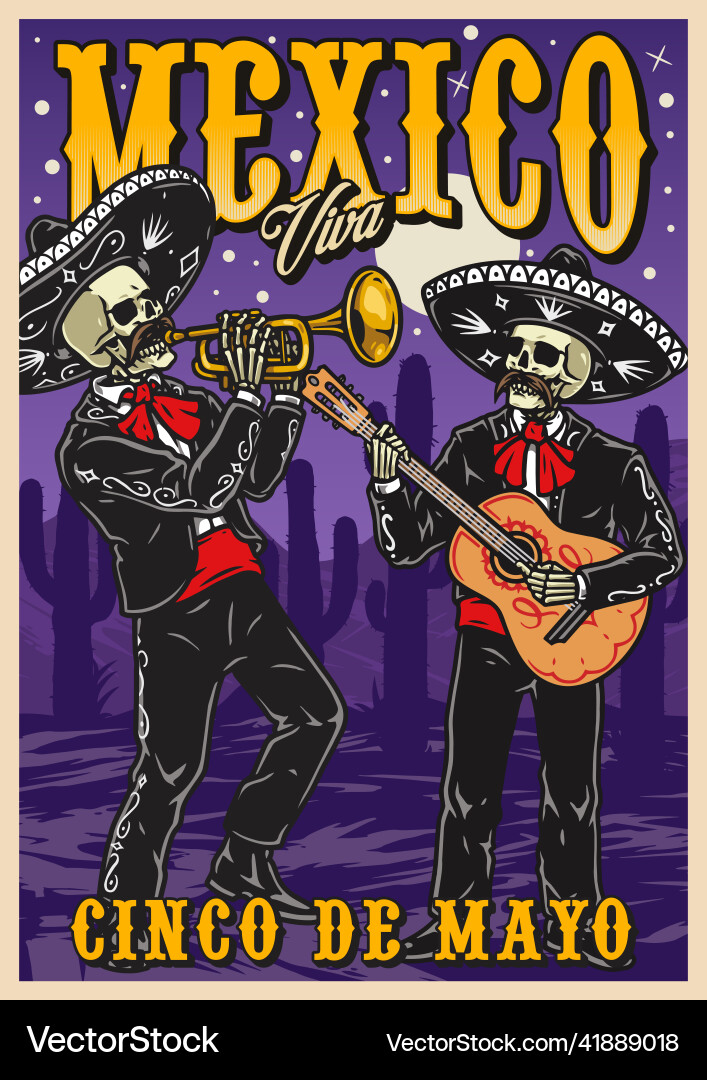Mariachi band poster with inscription Royalty Free Vector