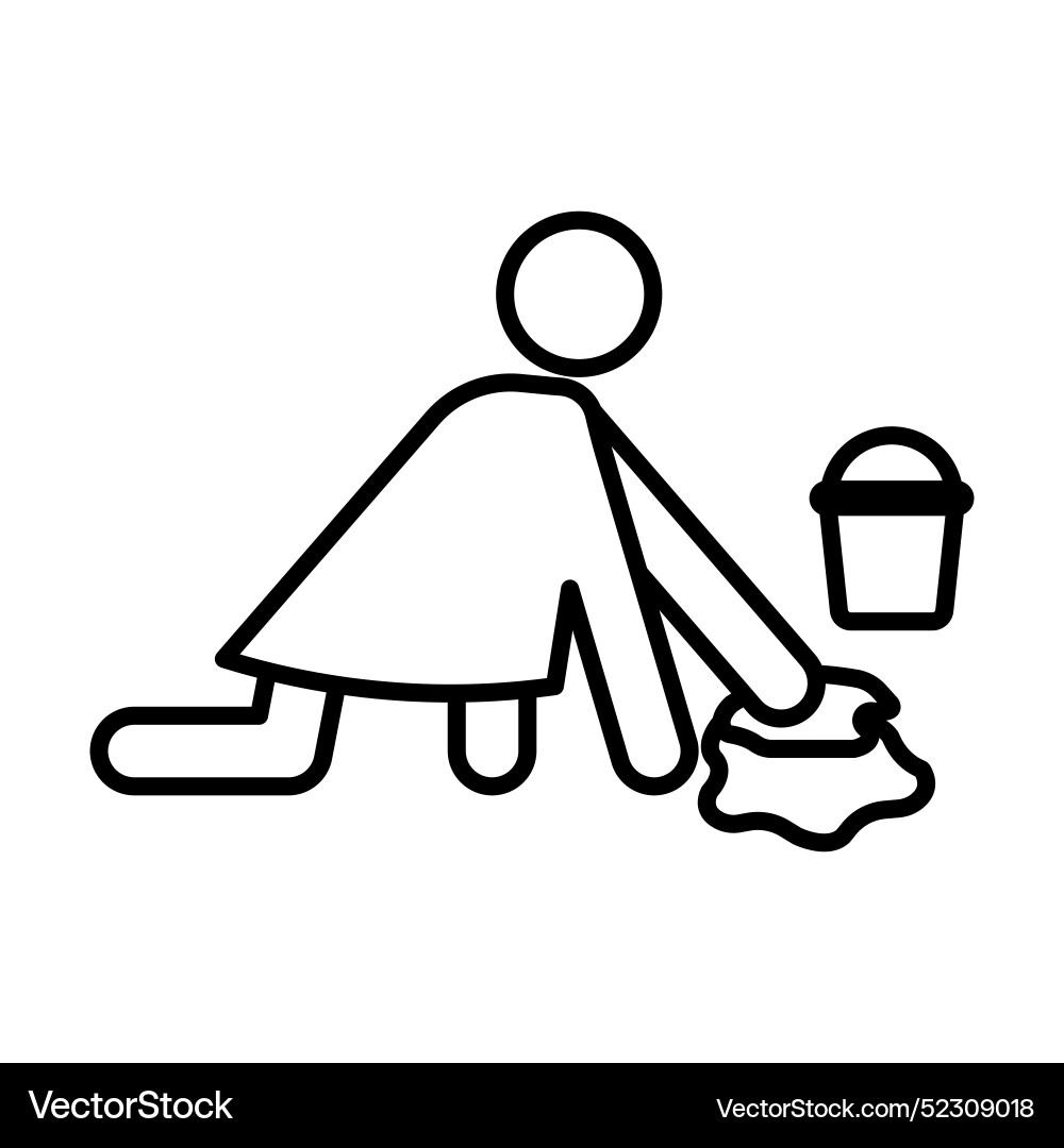 Mopping floors icon linear logo mark in black Vector Image