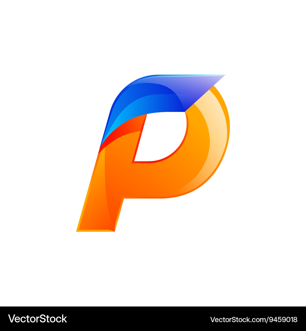 P letter blue and orange logo design fast speed Vector Image