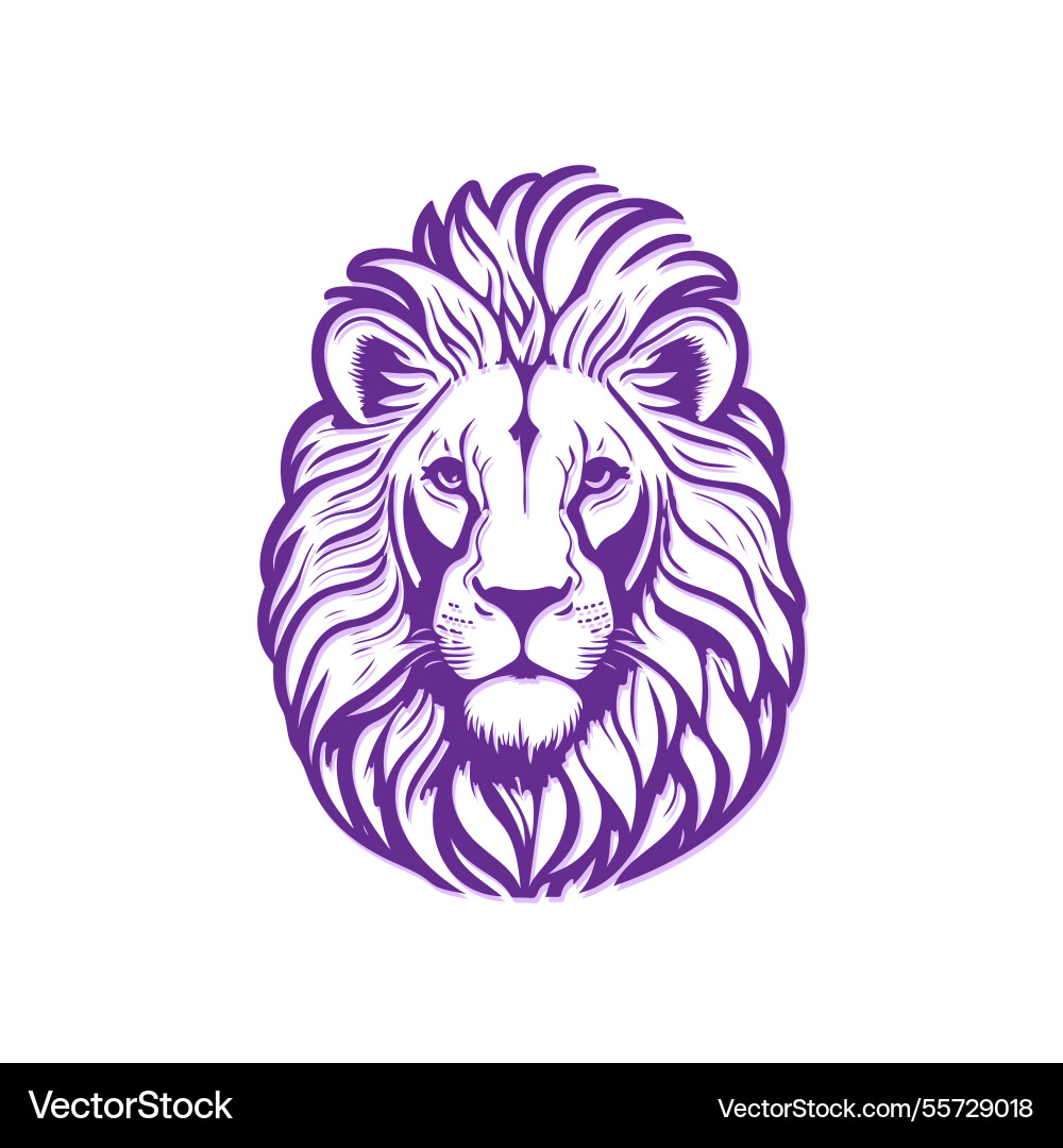 Purple lion head logo art Royalty Free Vector Image