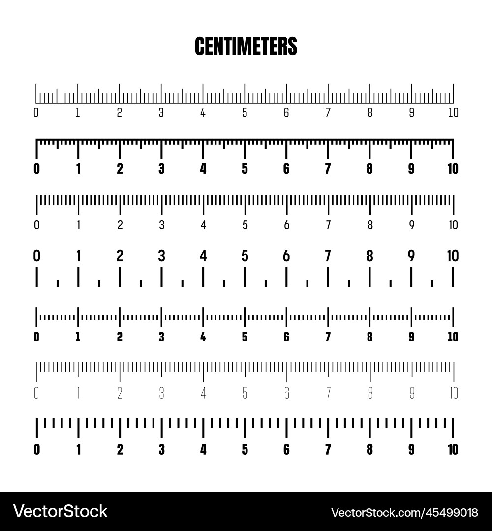 Realistic black centimeter scale for measuring Vector Image
