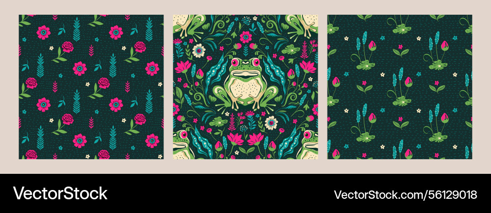 Vintage Swamp Floral Pattern Set Royalty Free Vector Image