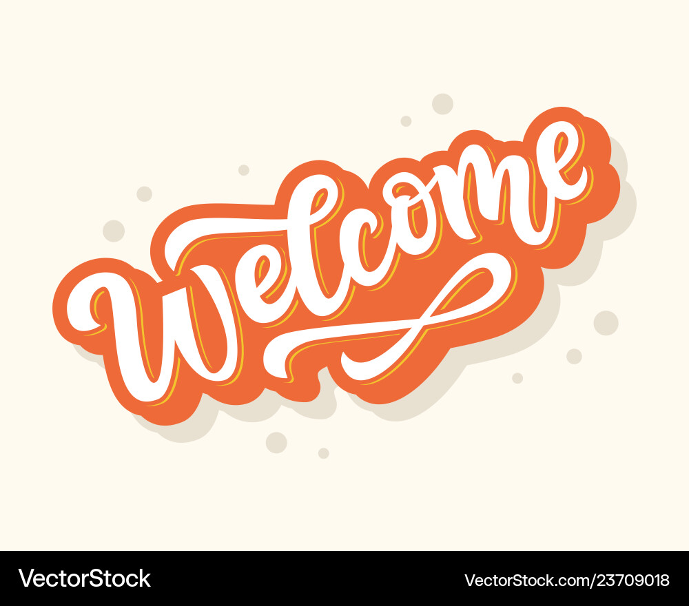 Welcome hand written lettering sticker Royalty Free Vector