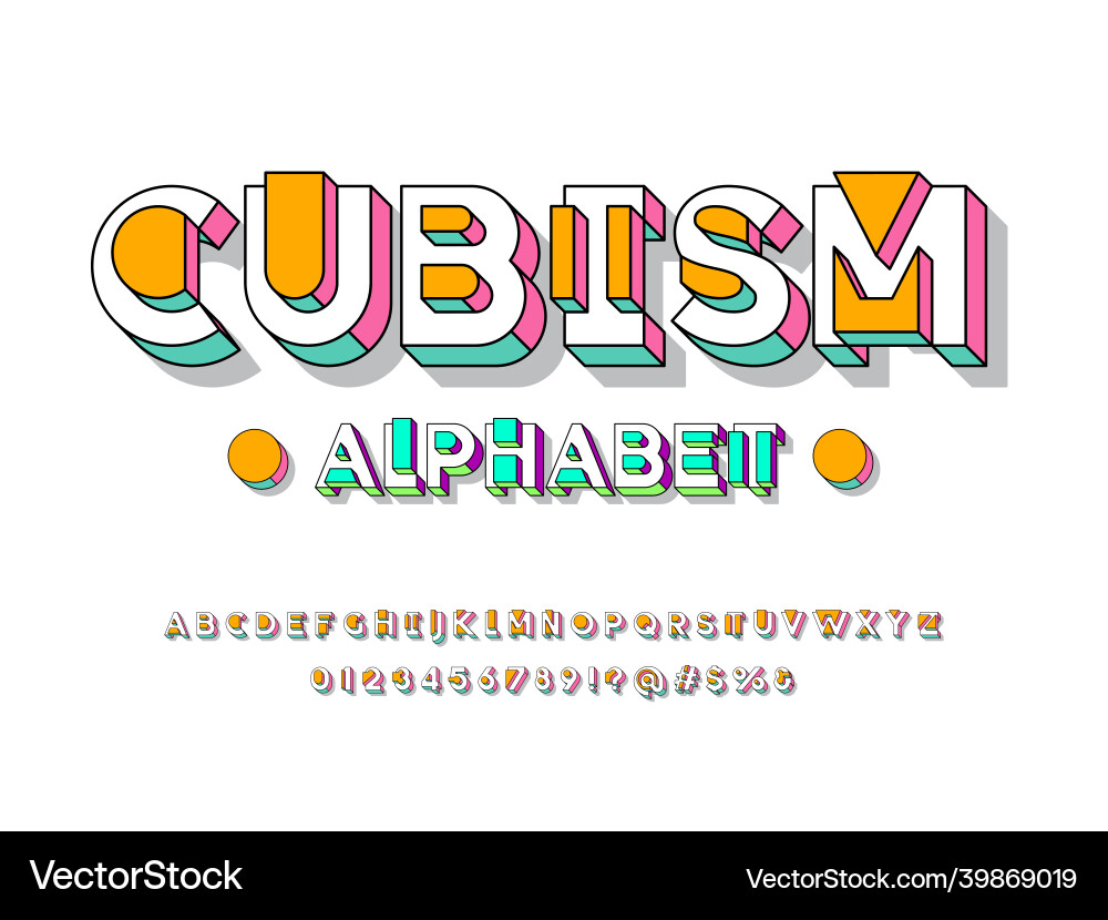 Cubism font Royalty Free Vector Image - VectorStock