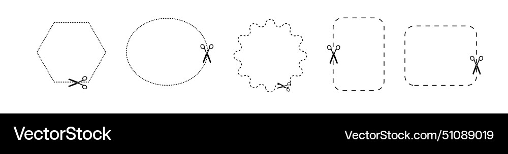 Cut here icon symbol lines with scissors Vector Image