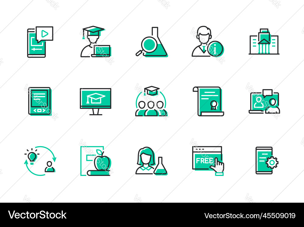 Graduation and university - set of line design Vector Image