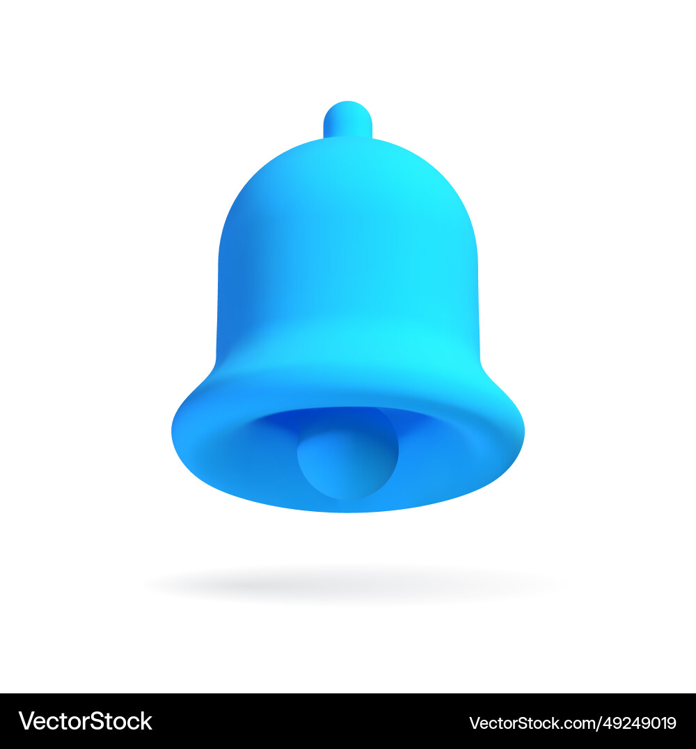 Realistic 3d notification blue bell icon Vector Image